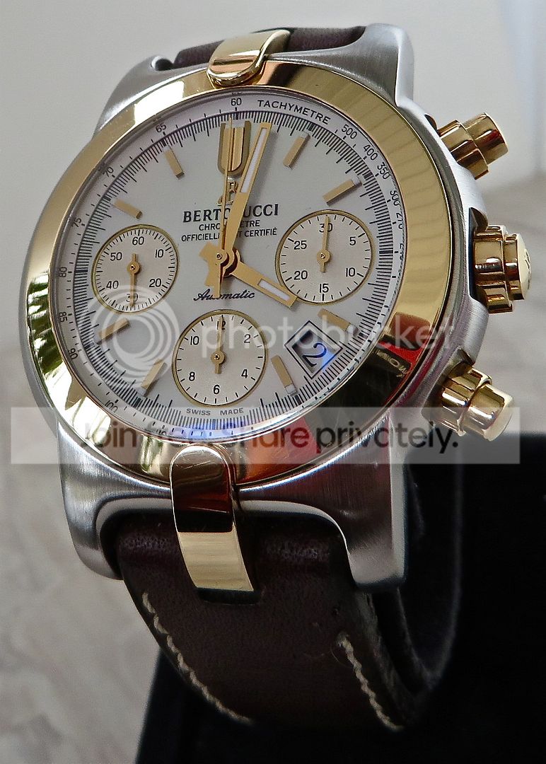 BERTOLUCCI ss/18k Uomo Automatic Chronograph w/Mother Of Pearl Dial ...